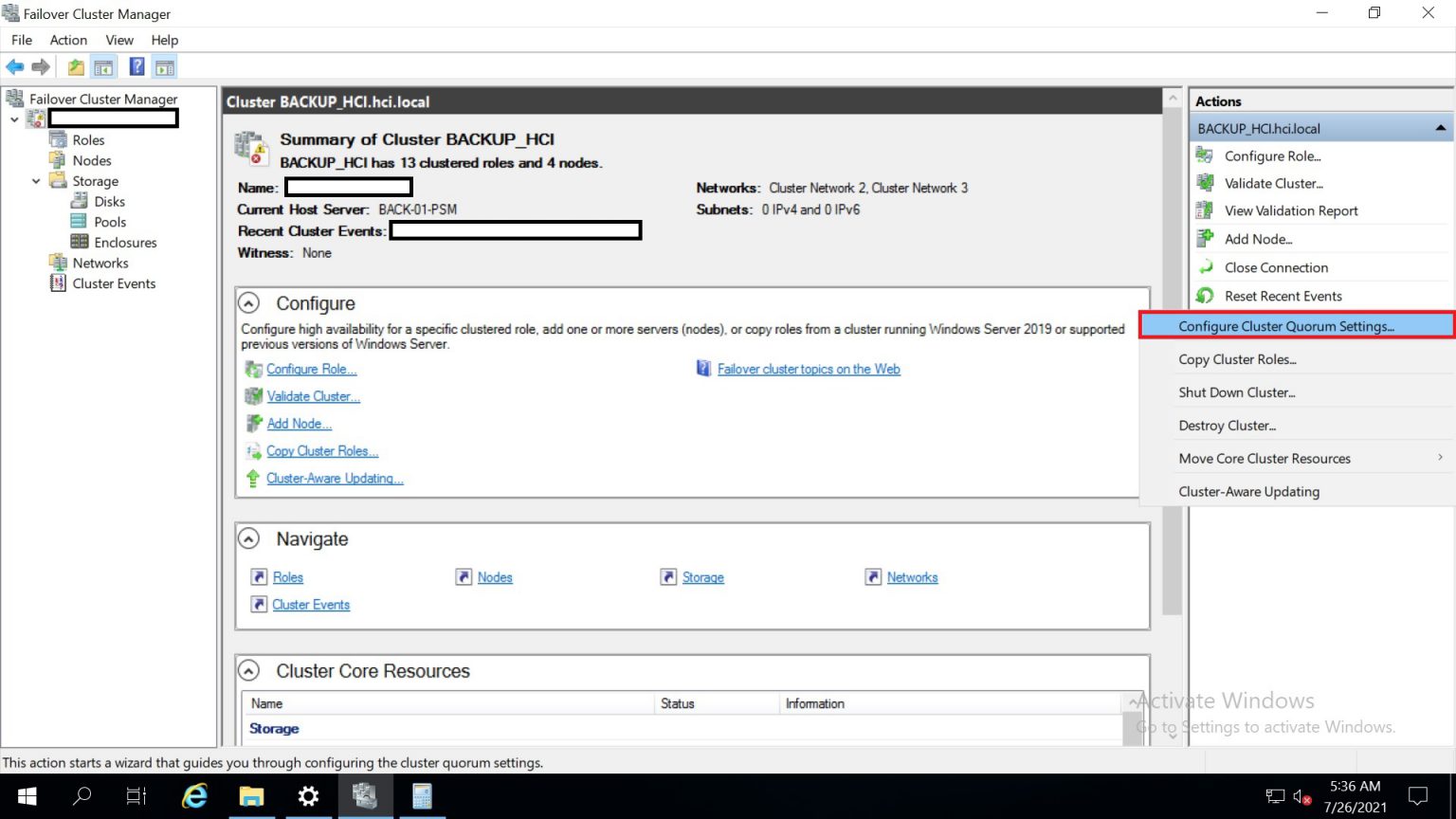 Failover Cluster : Witness Configuration – Knowledge Management